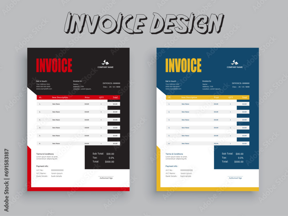 Clean invoice template vector design. Invoice Design. Business invoice ...