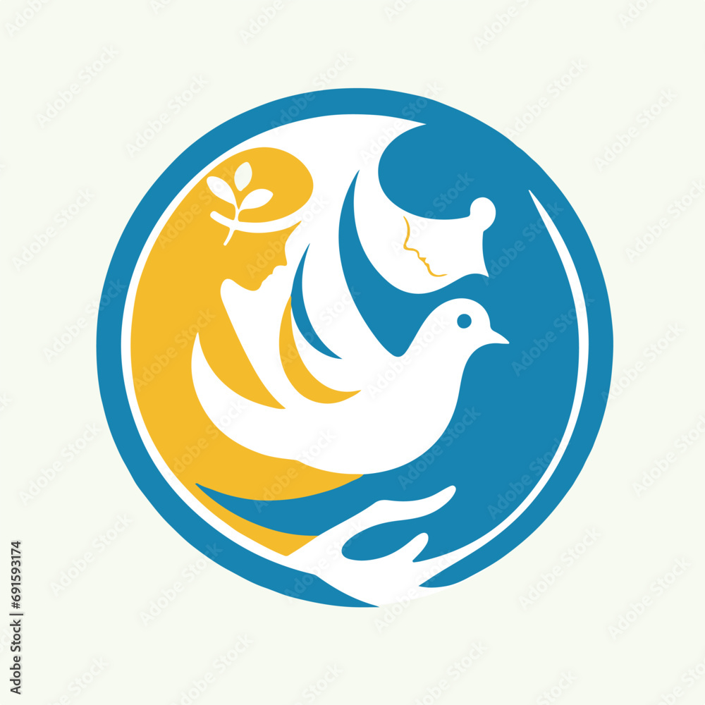 Dove icon symbol. Care and peace concept sign. Christian bird Stock ...
