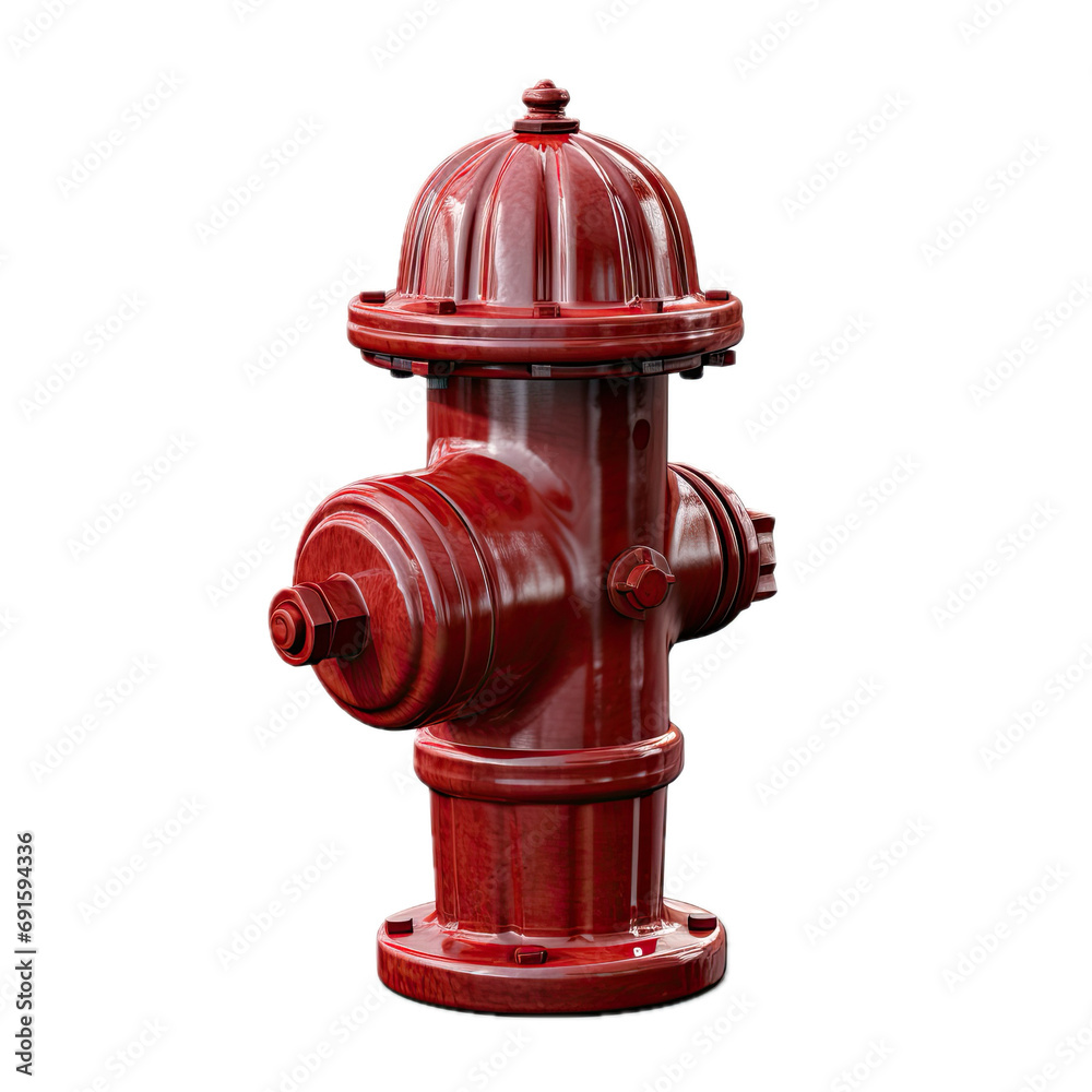 a Red fire hydrant, in a side view, isolated and transparent PNG in a ...