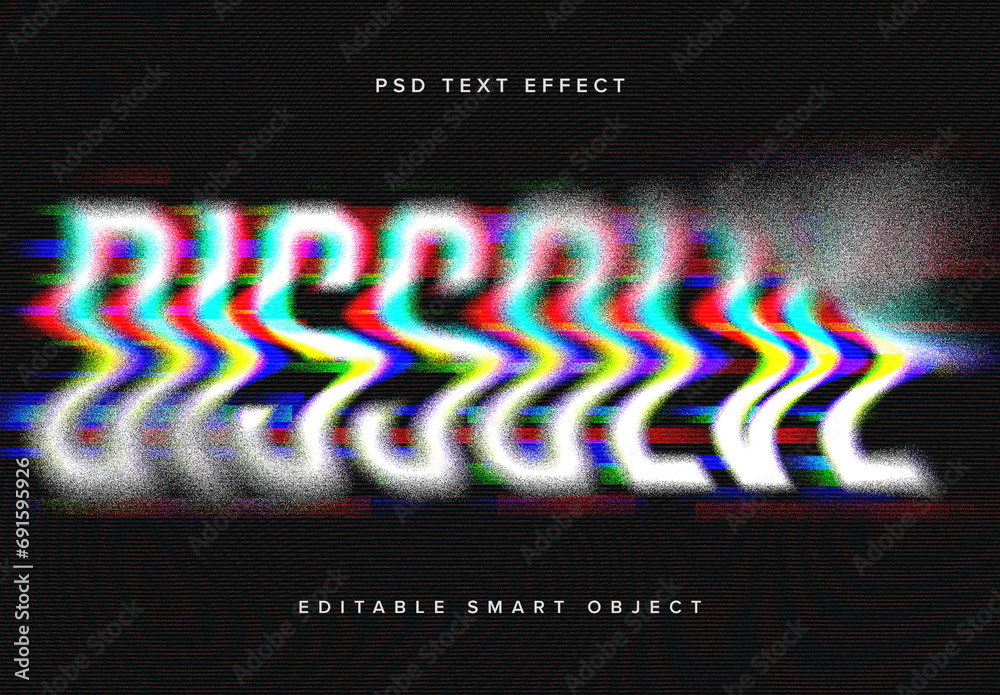 Distorting Glitch Text Effect Mockup Stock Template | Adobe Stock