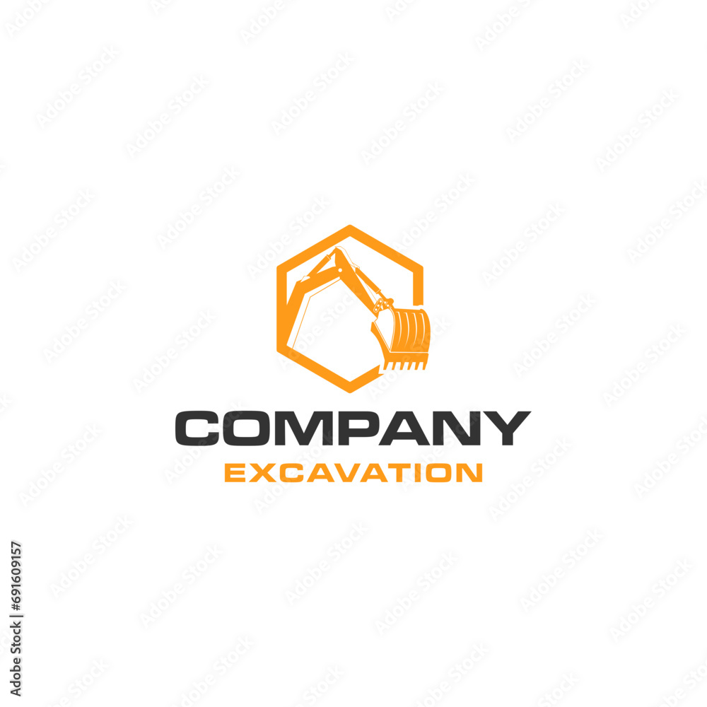 skid steer and excavator, land clearing machine logo vector Stock ...