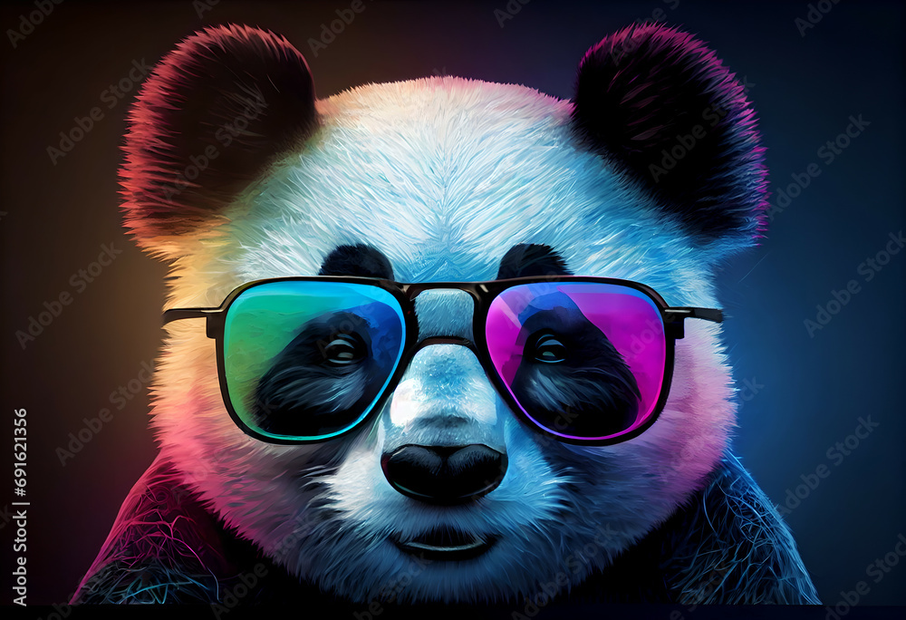 Baby Panda Looking Adorably in Front. Cool panda with glasses ...