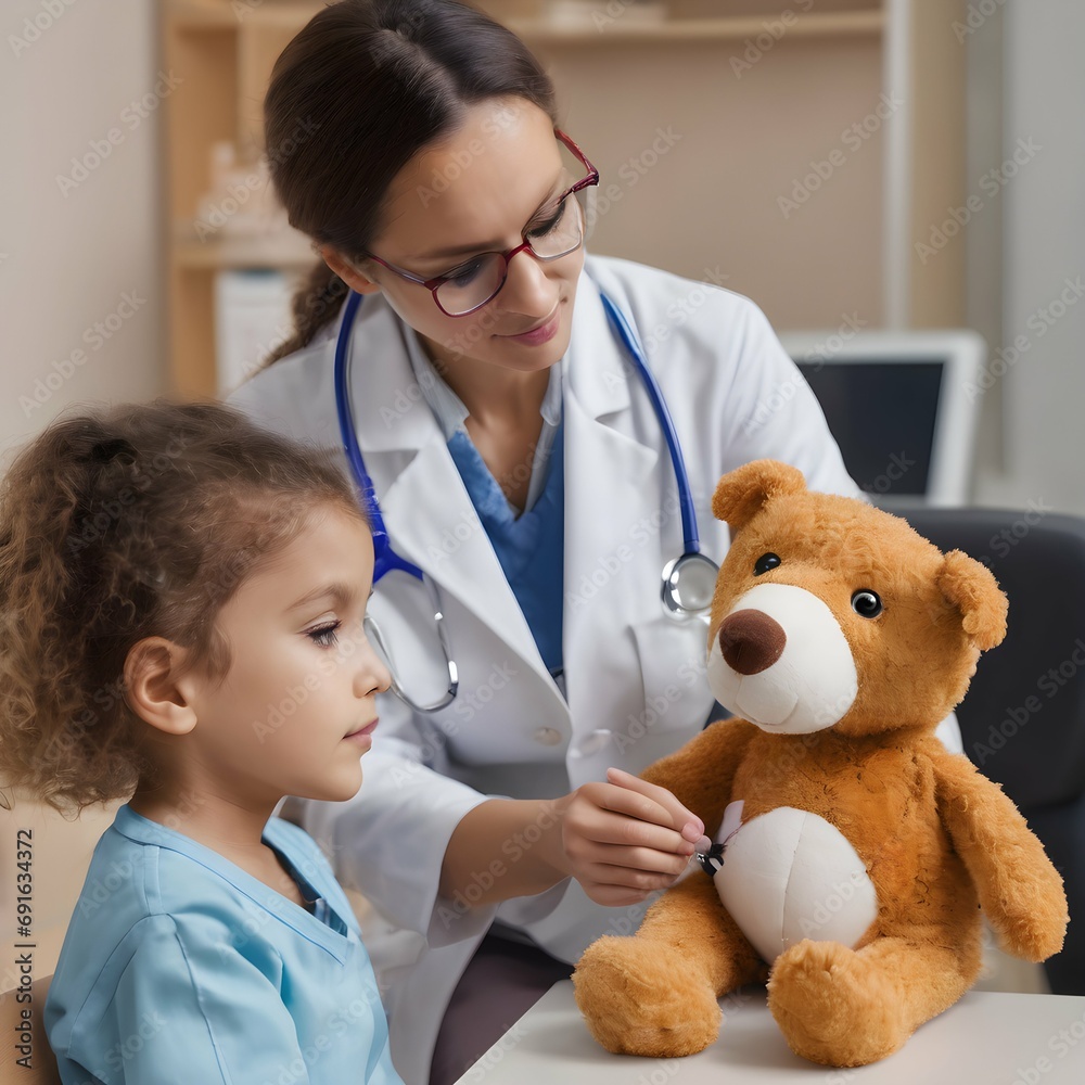 Pediatrician's office A doctor engaging with a young patient, using ...