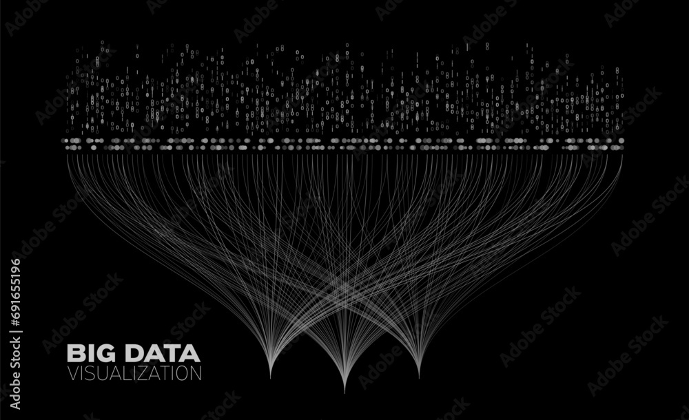 Big data visualization. Large streams and data collection. Binary code ... Big data visualization. Large streams and data collection. Binary code ...
