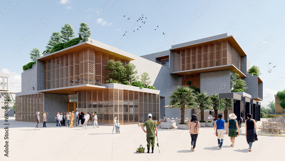 Cultural reinterpretation center, space seen from above, master plan ...