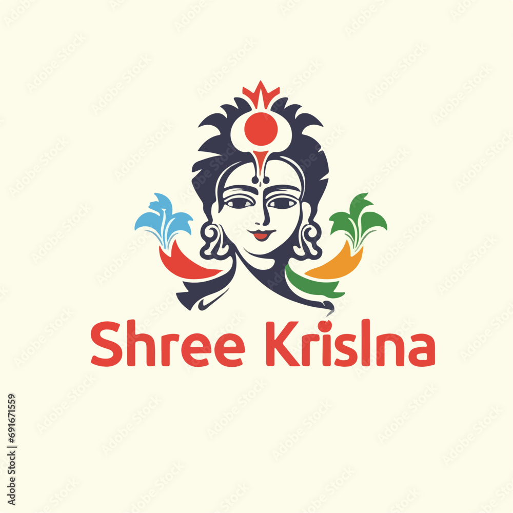 Shree Krishna Logo vector ai generated Stock Vector | Adobe Stock