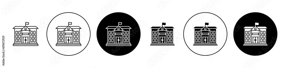Embassy vector icon set. Municipal hall symbol. Government parliament ...