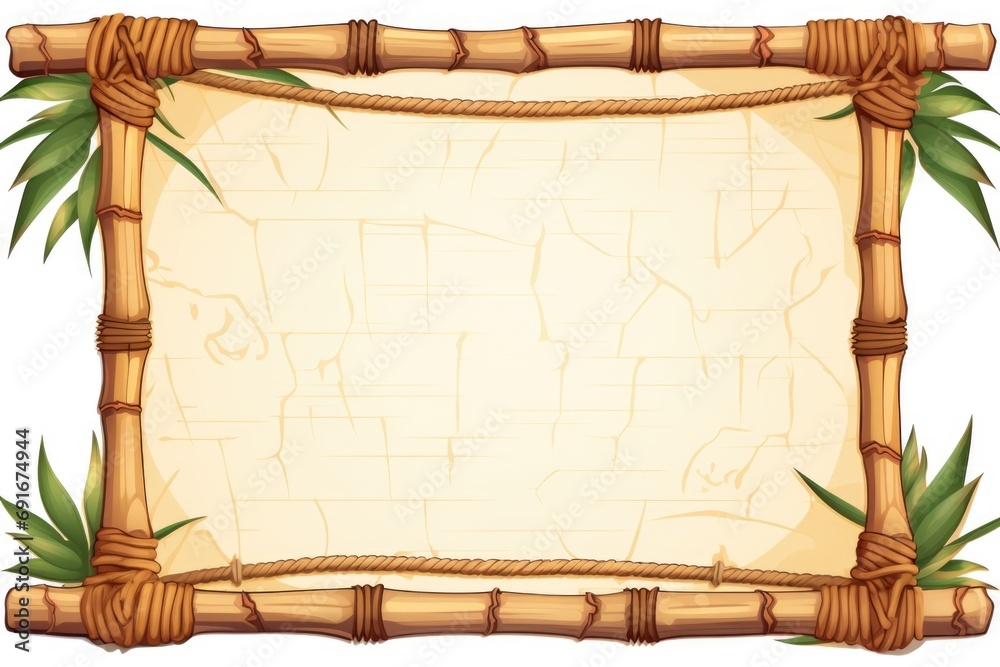Bamboo frame with bamboo sticks and bamboo leaves. Can be used as a ...