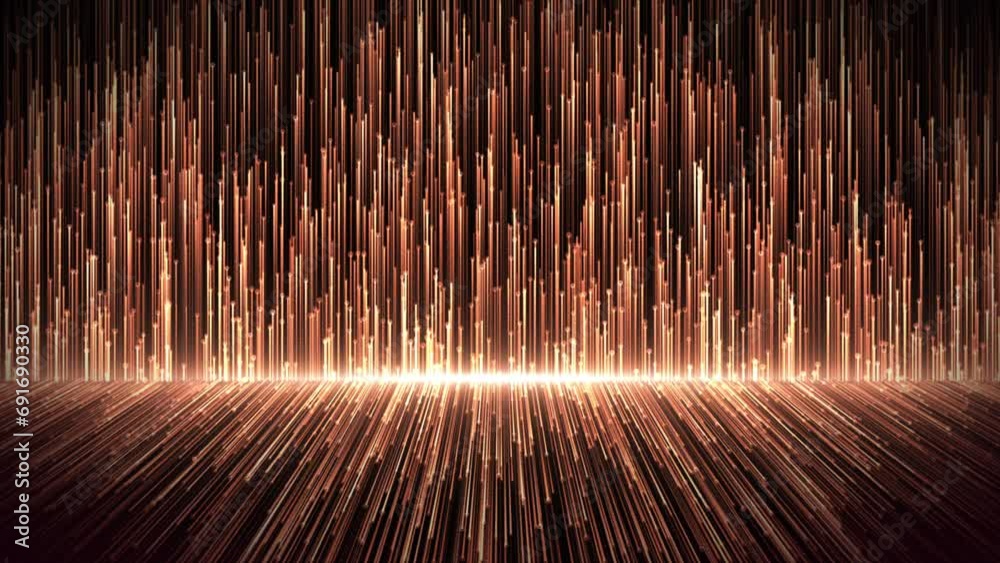 Elegant golden background animation. Gold rising particles with mirror ...