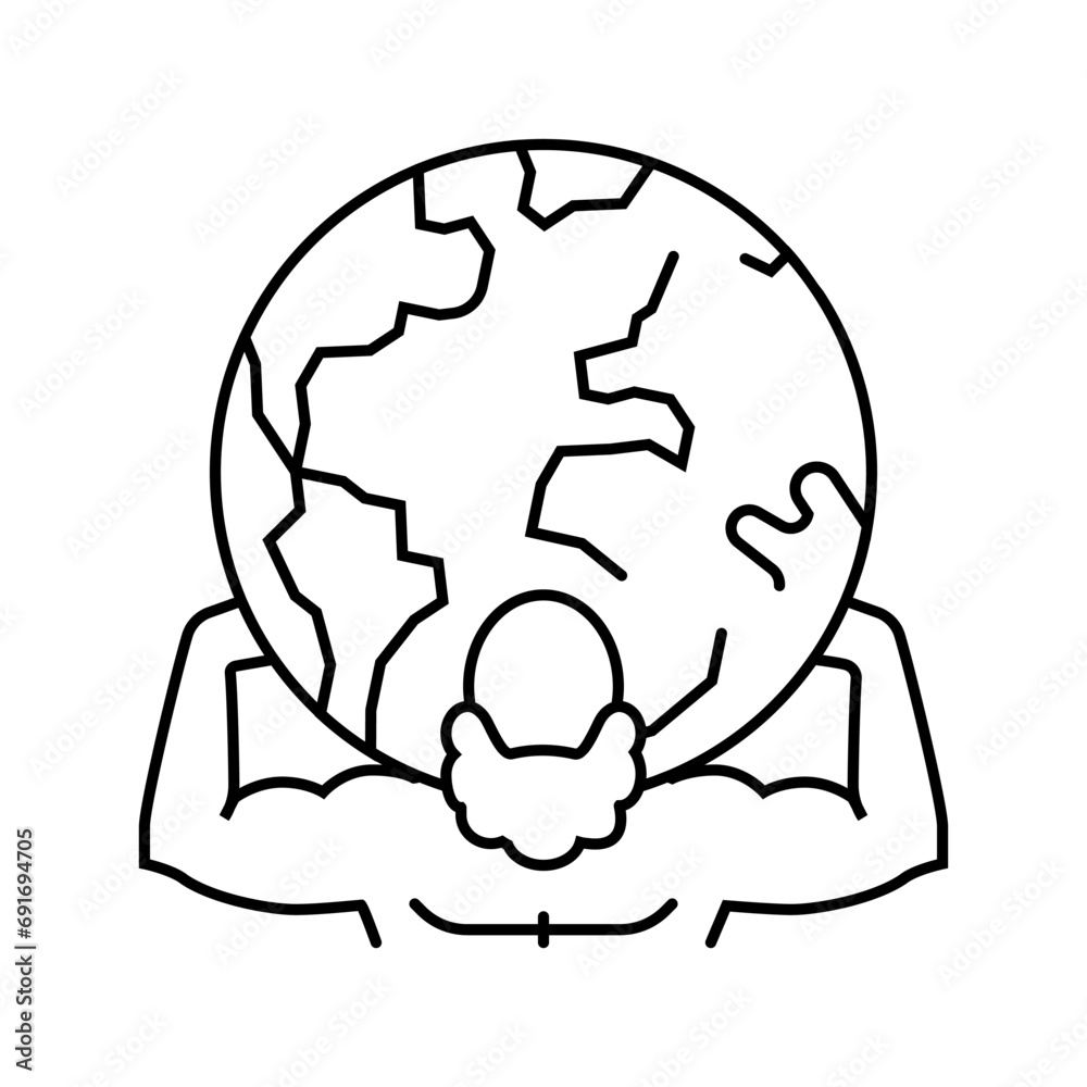 atlas greek god ancient line icon vector. atlas greek god ancient sign ...