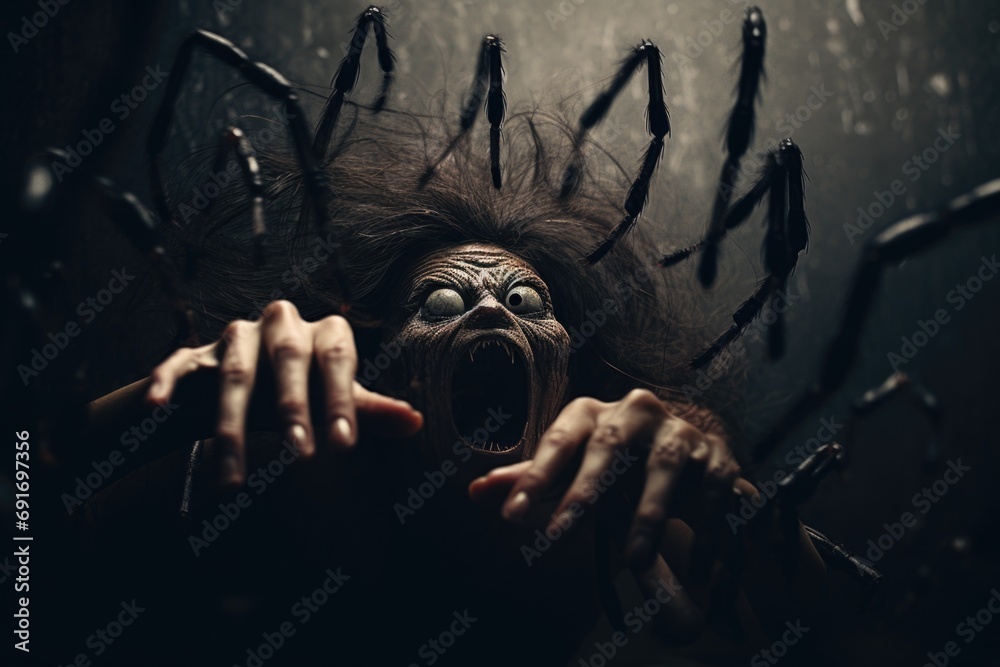 An unsettling photo showcasing the fusion of a person and spider ...