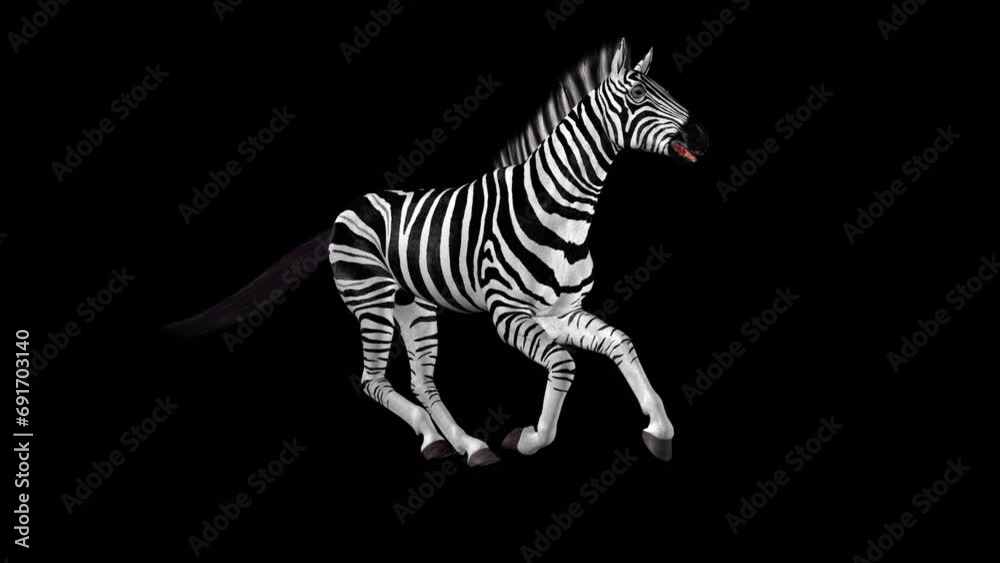 African Zebra - Wild Horse - Gallop Loop - Side Angle View CU ...