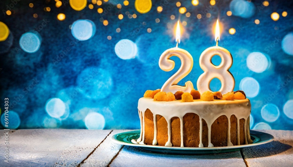 Number 28 Birthday cake. Twenty-eight number Birthday cake. Stock ...