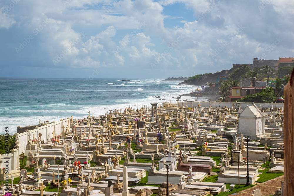 an Juan, Commonwealth of Puerto Rico. Beautiful Old San Juan Cemetery ...