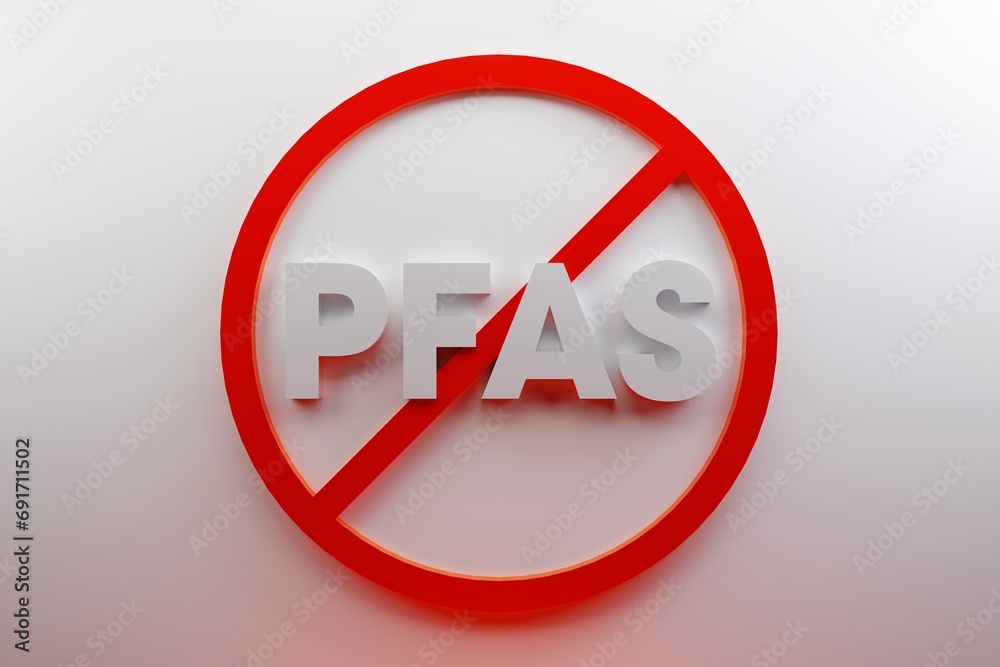 Sign no for PFAS in food - shining illuminated. Stock Illustration ...