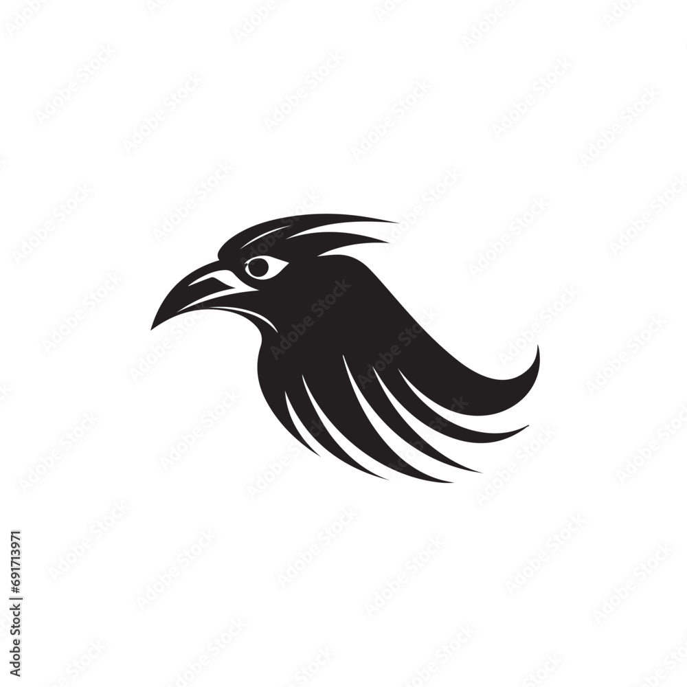 Raven in cartoon, doodle style. Isolated 2d vector illustration in logo ...