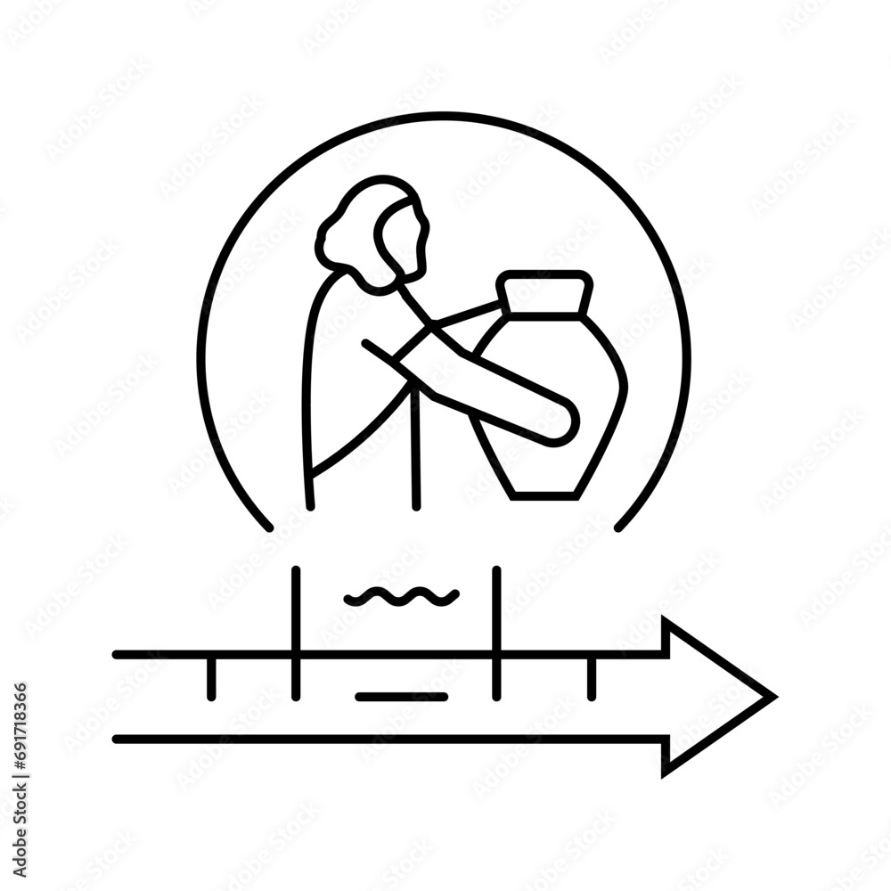 bronze age human evolution line icon vector. bronze age human evolution ...