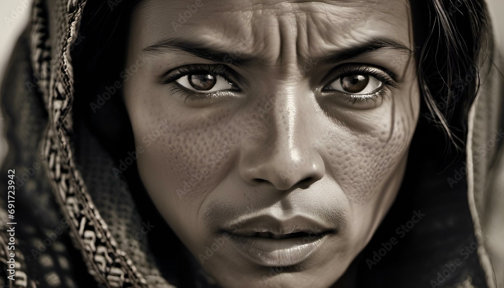 AI generated illustration of a woman wearing a white veil with her eyes ...