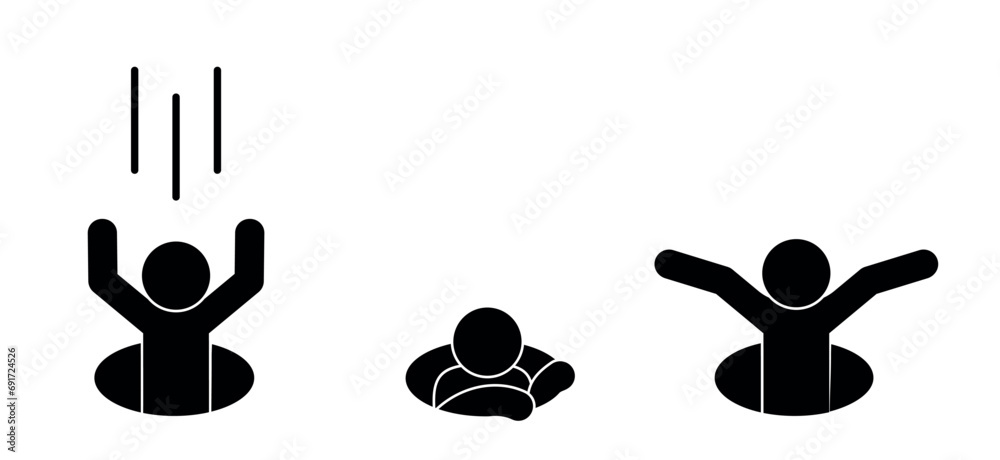 falling into a hatch icon Stock Vector | Adobe Stock