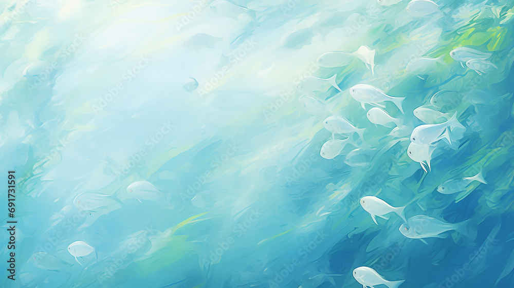underwater sea ocean watercolor blue transparent background Stock ...