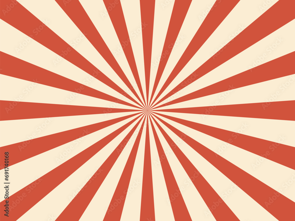 Carnival stripe or retro circus rays background with radial sunlight burst, vector layout ...
