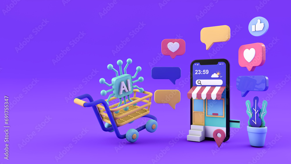 Artificial intelligence marketing concept, AI business development ...