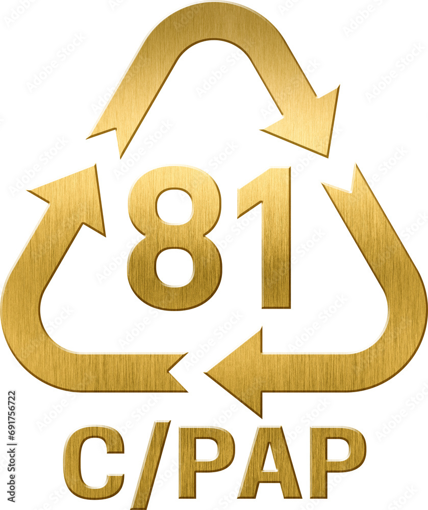 81 C/PAP Coated Paper Packaging and Recycling Symbol Highlighting ...