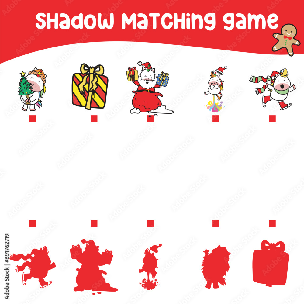 Matching shadow the Christmas items for children. Find the correct ...