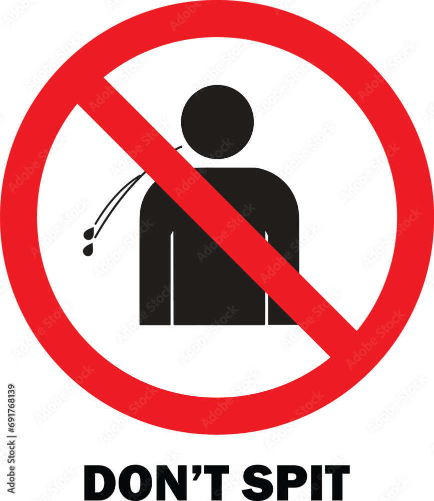 No Spitting icon board vector | No Spitting sign | Do Not Spit Here ...