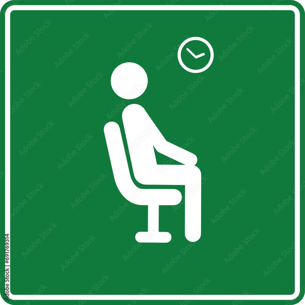 Waiting symbol| Waiting Area sign green color | Waiting room vector ...