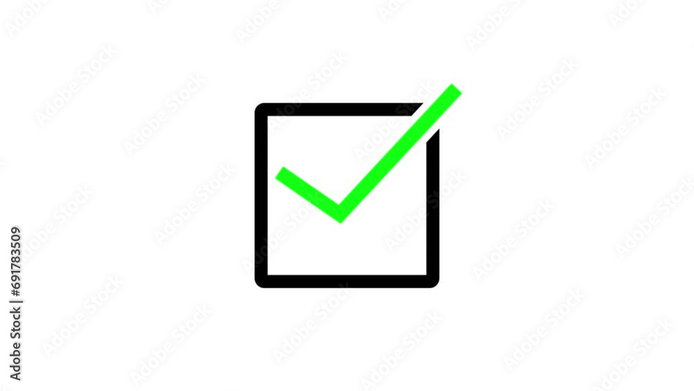 Animation of a check mark in the answer sheet positive answer or ...
