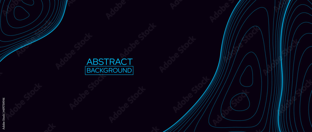 Neon blue abstract line background. Topographic contour map concept ...