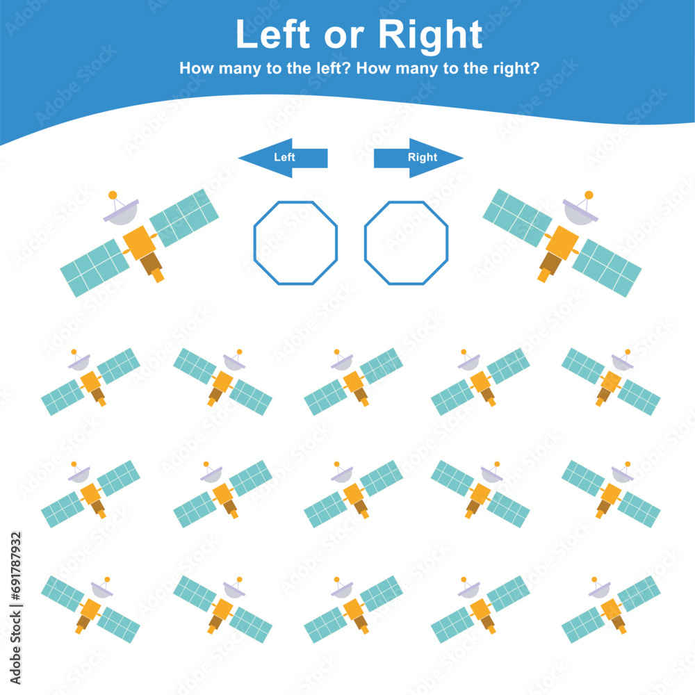 Left or right the satellite space, solar systems. Counting worksheet ...