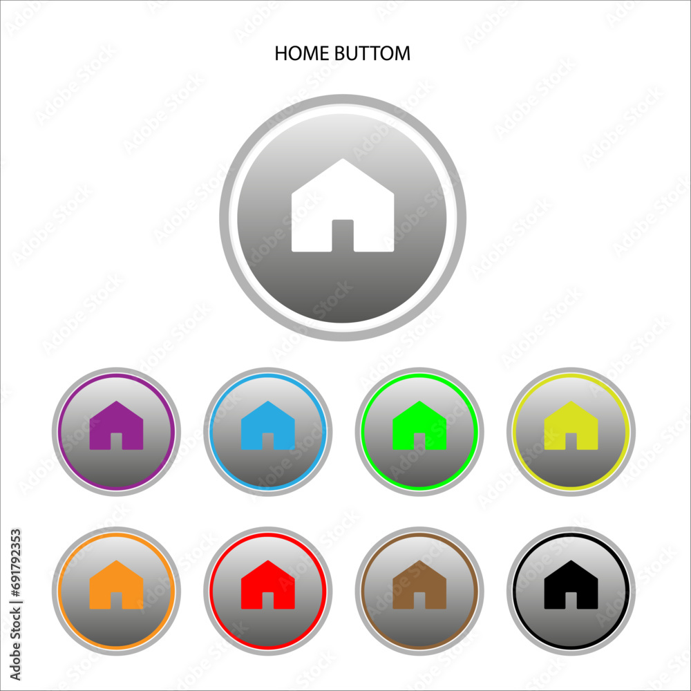 Home icon on button. House and Home icon symbol sign. House push button ...