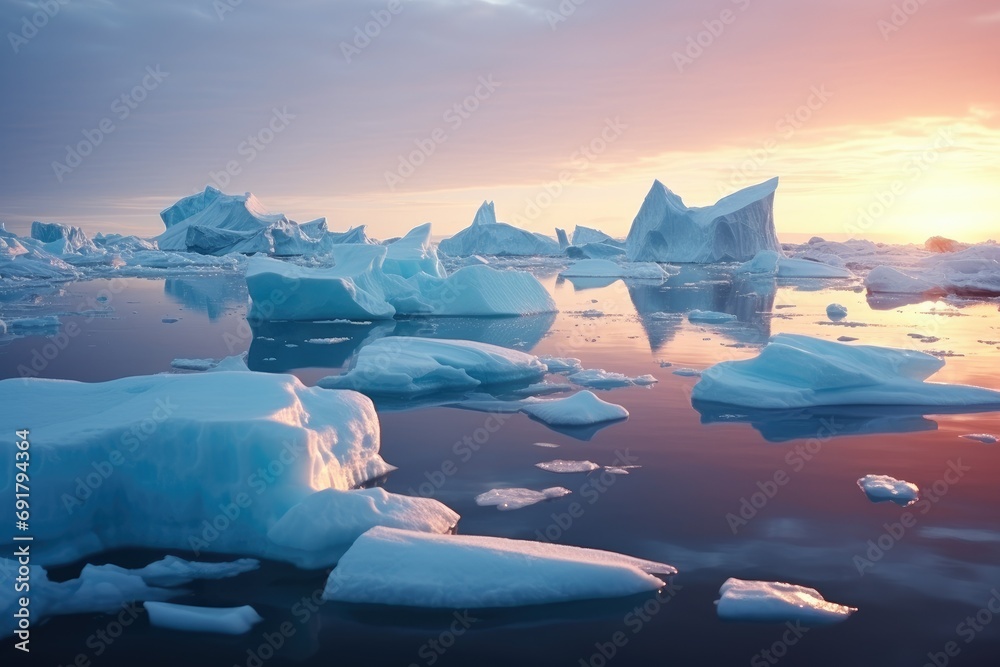 An image depicting the melting of ice and icebergs due to global ...