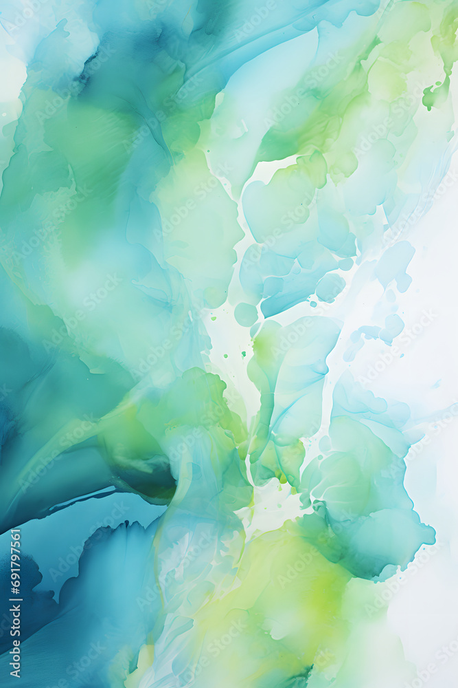 watercolor painting of green and blue nature poster background Stock ...