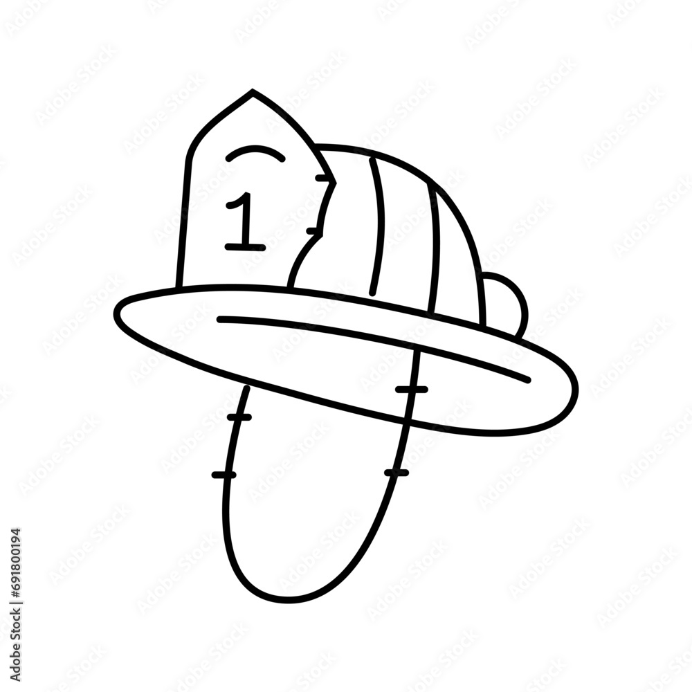 firefighter hat cap line icon vector. firefighter hat cap sign ...