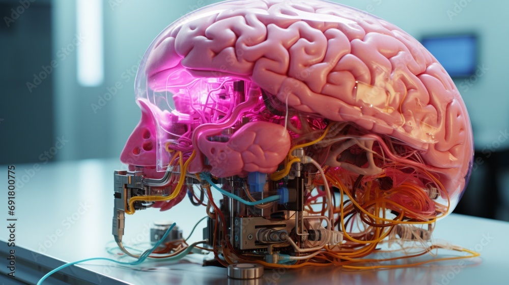 Generative AI Robot Face head neck woman with words pictures Stock ...