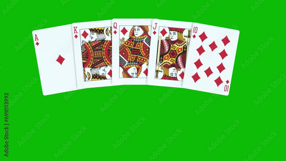 A poker hand consisting of Royal Flush Diamonds, with cards thrown one ...