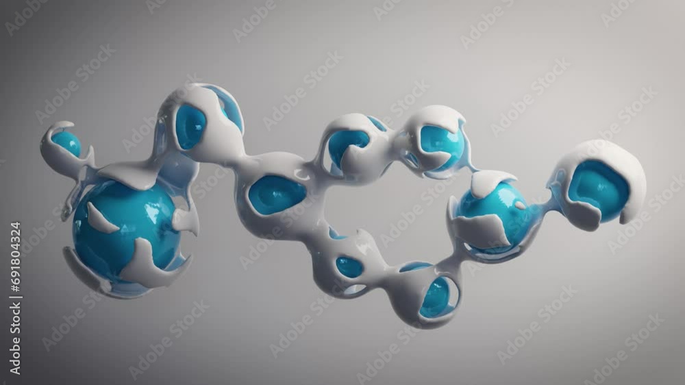 3D infinite loop animation with blue neural spheres covered in white ...