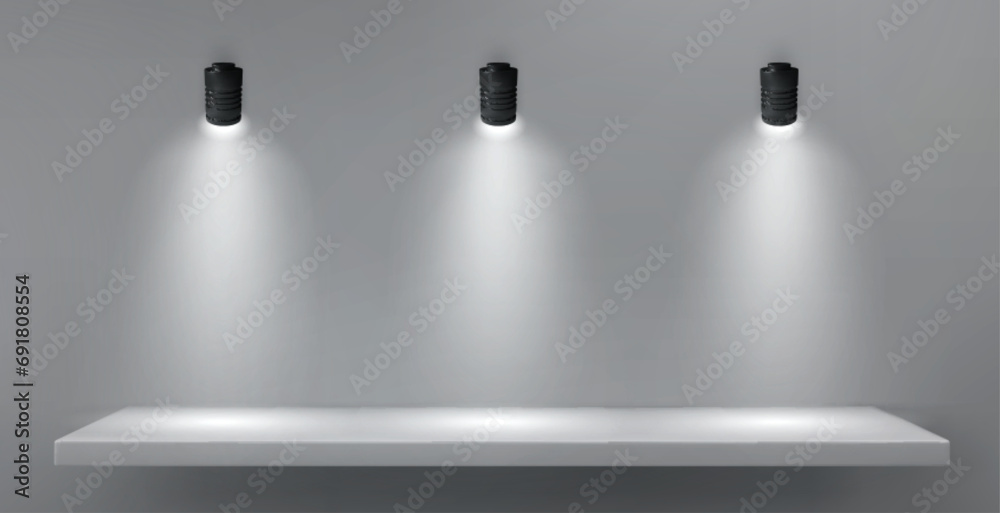 Spot led lamp light on shelf. Vector realistic illustration of product ...
