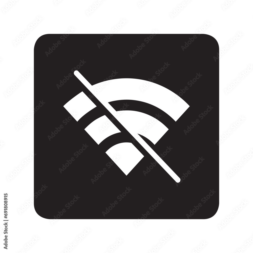 No Wifi icon vector. No internet signal logo design. Wifi network is ...