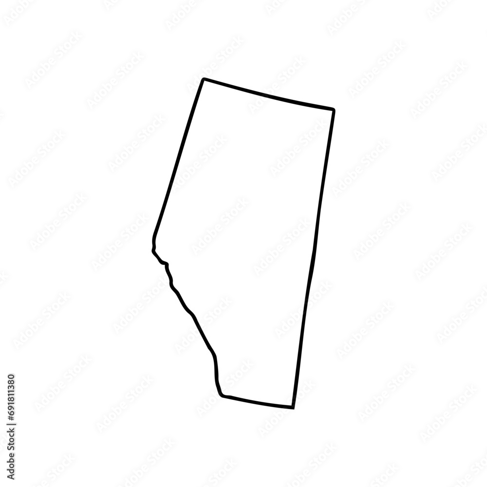 Alberta outline map. Provinces and territories of Canada. Vector map with contour. Stock Vector ...