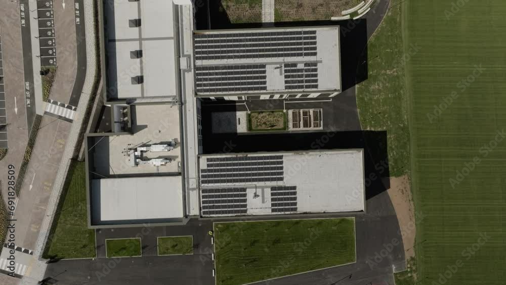 New School Building Birds-Eye-View Modern Secondary Aerial Overhead ...