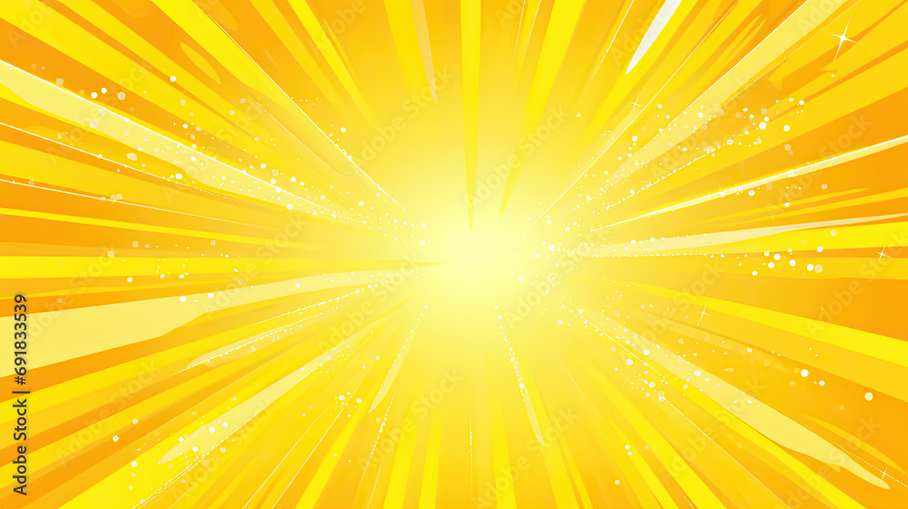 abstract background with rays. A bright yellow background with star ...