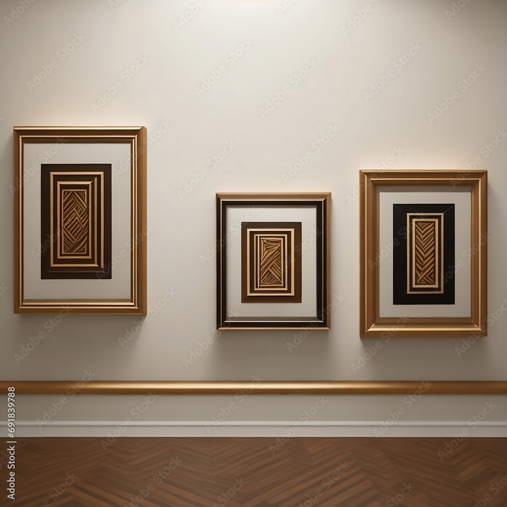 Three empty frames of varying sizes and materials, including a black ...