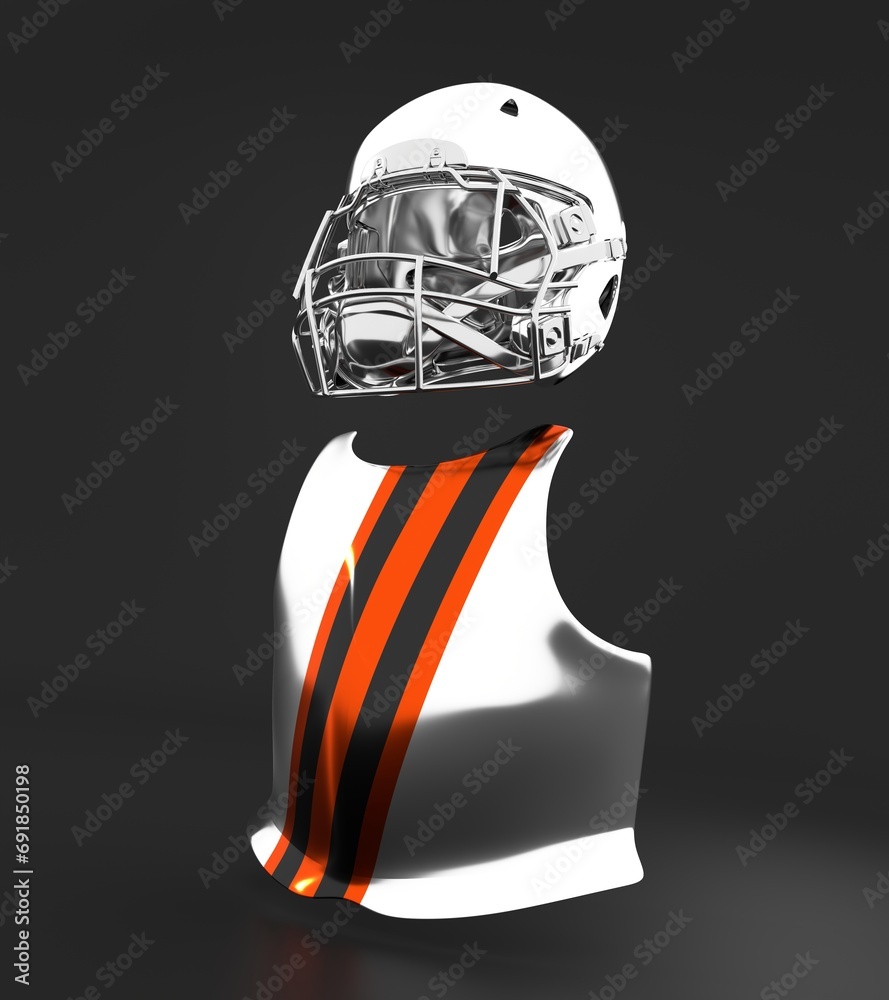 American football helmet and knight armour with Cincinnati Bengals team ...