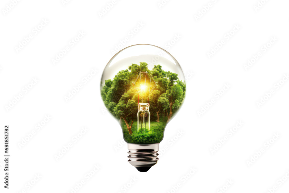 Ecological concept symbol of light bulb, renewable energy, bioenergy ...
