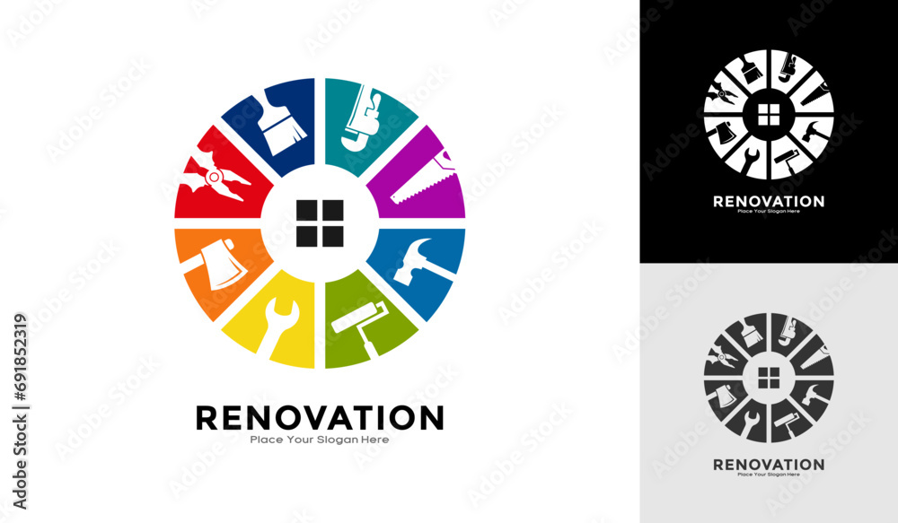 Home Renovation Services Logo set. Suitable for business, building ...