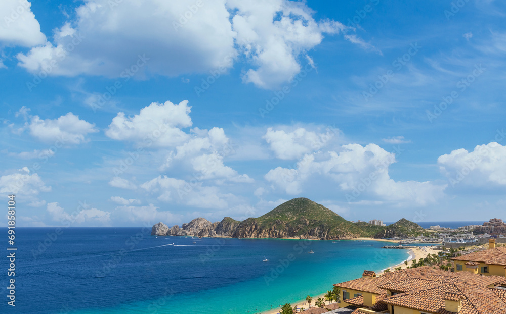 Cabo San Lucas, Mexico, Scenic panoramic aerial view of Los Cabos ...